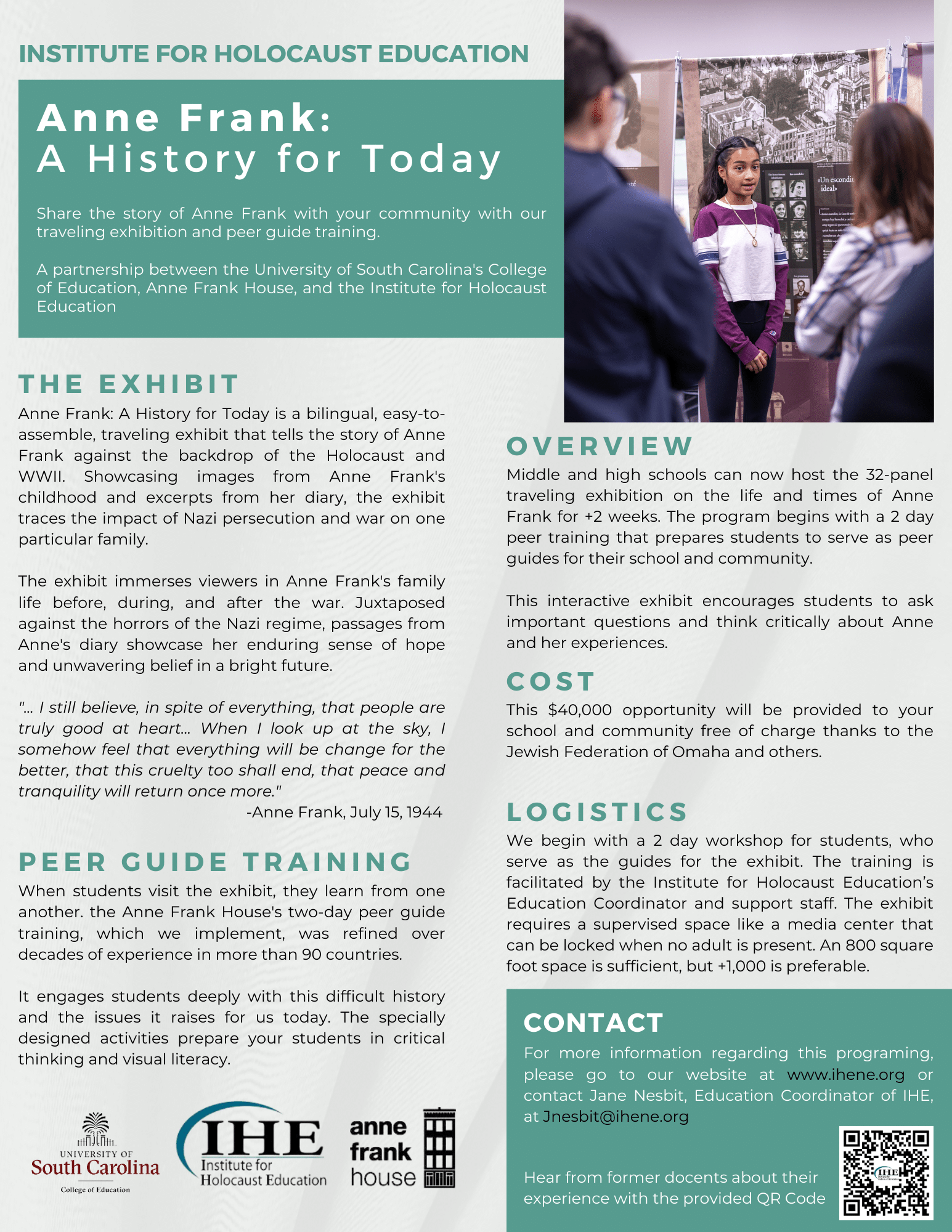 Anne Frank Traveling Exhibit - Institute for Holocaust Education